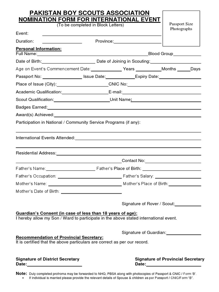 Nomination Form For International Event | PDF | Games & Activities | Law