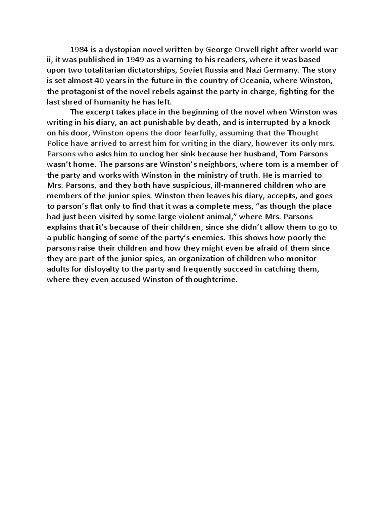 1984 Excerpt Analysis | PDF