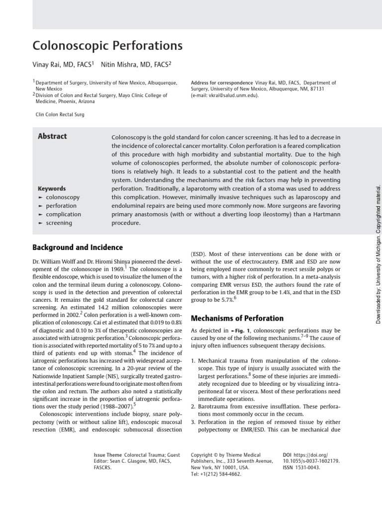 Perforacion Colonos | PDF | Colonoscopy | Colorectal Cancer