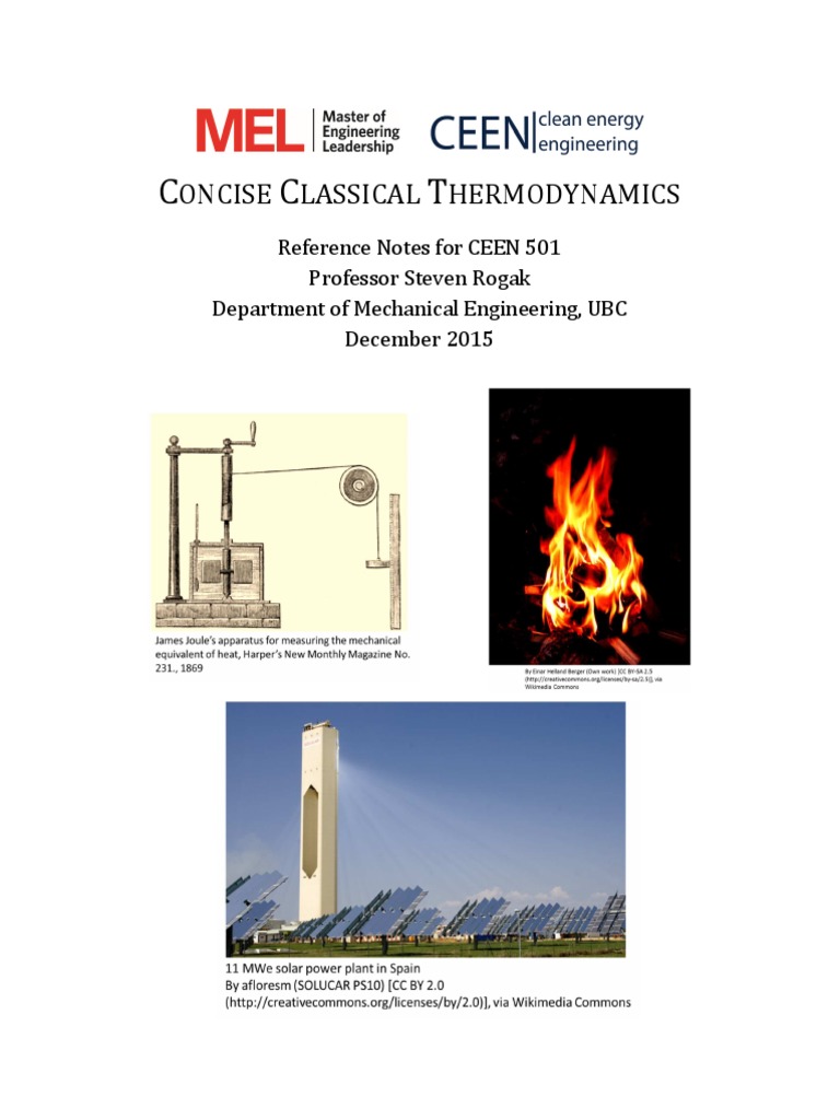 Concise Classical Thermodynamics - Rogak | PDF | Entropy | Temperature