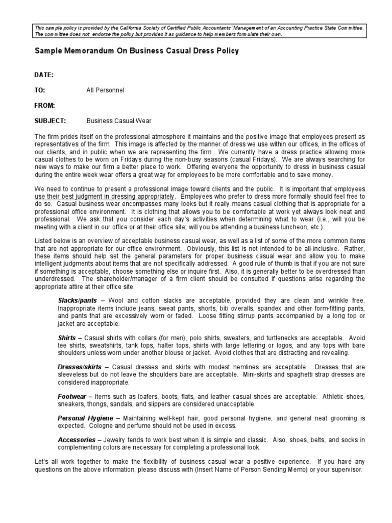 Sample Dress Code PDF | PDF | Sweater | Clothing