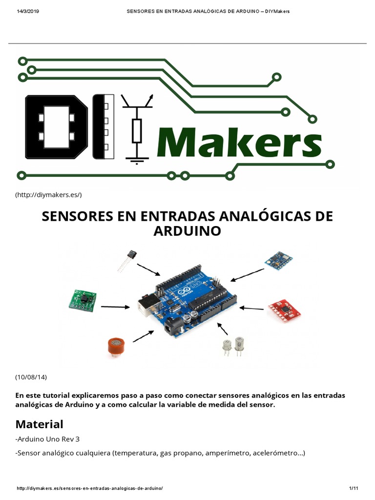 Sensores en Entradas Analógicas de Arduino | Descargar gratis PDF | Sensor | Poco