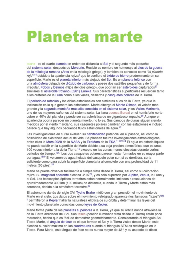 Planeta Marte | PDF | Marte | Atmósfera