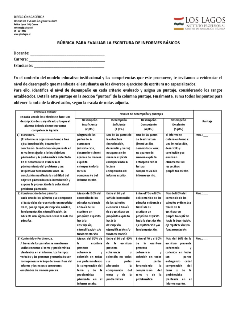 Rúbrica para Evaluar Escritura | PDF | Plan de estudios | Lingüística