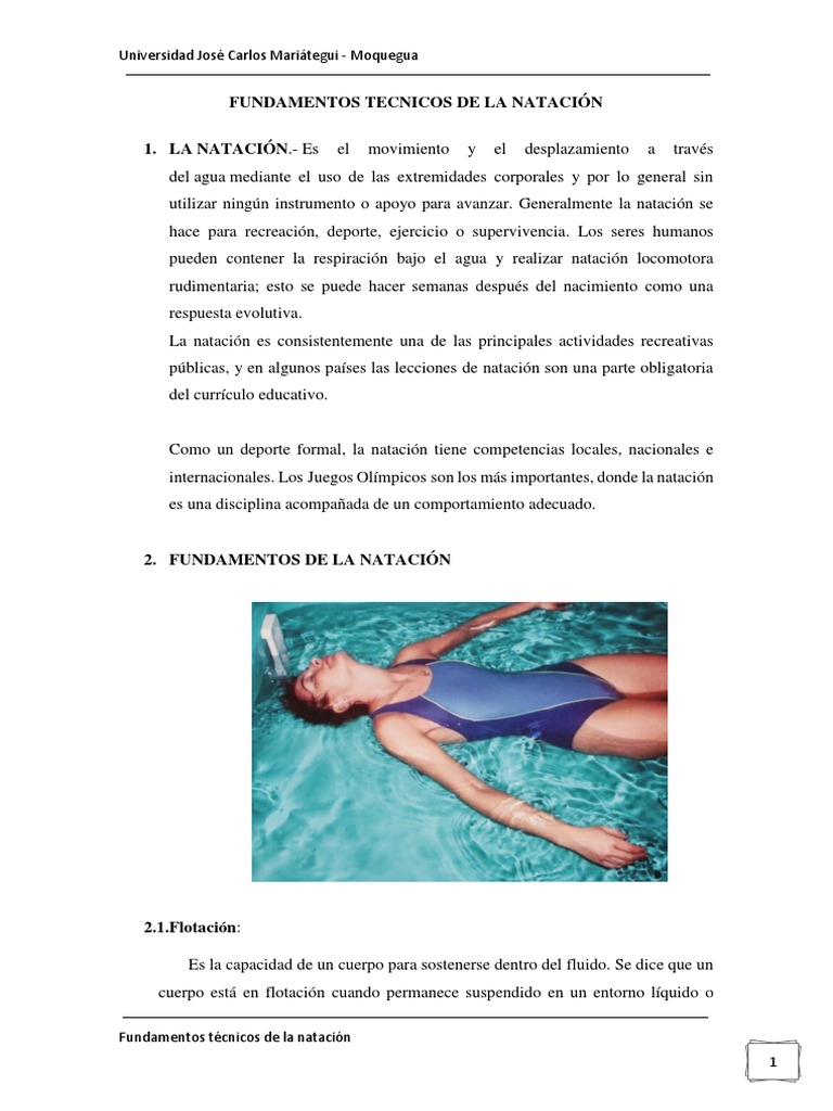 Fundamentos Tecnicos de La Natacion | PDF | Nadando | Deportes acuáticos