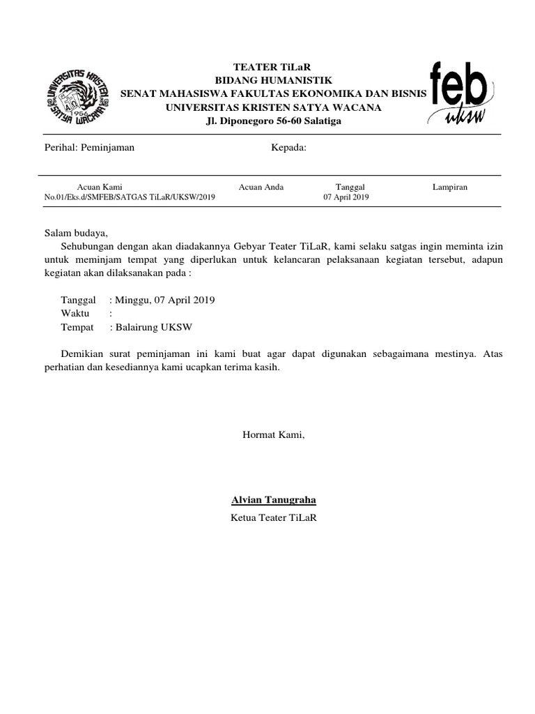 Izin Pinjam Ruang | PDF