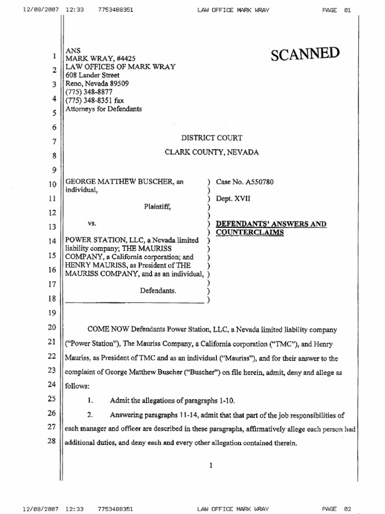 Answer and Counterclaim | Fiduciary | Damages