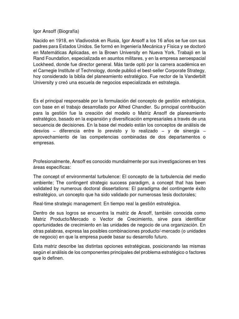Igor Ansoff | PDF | Business | Marketing