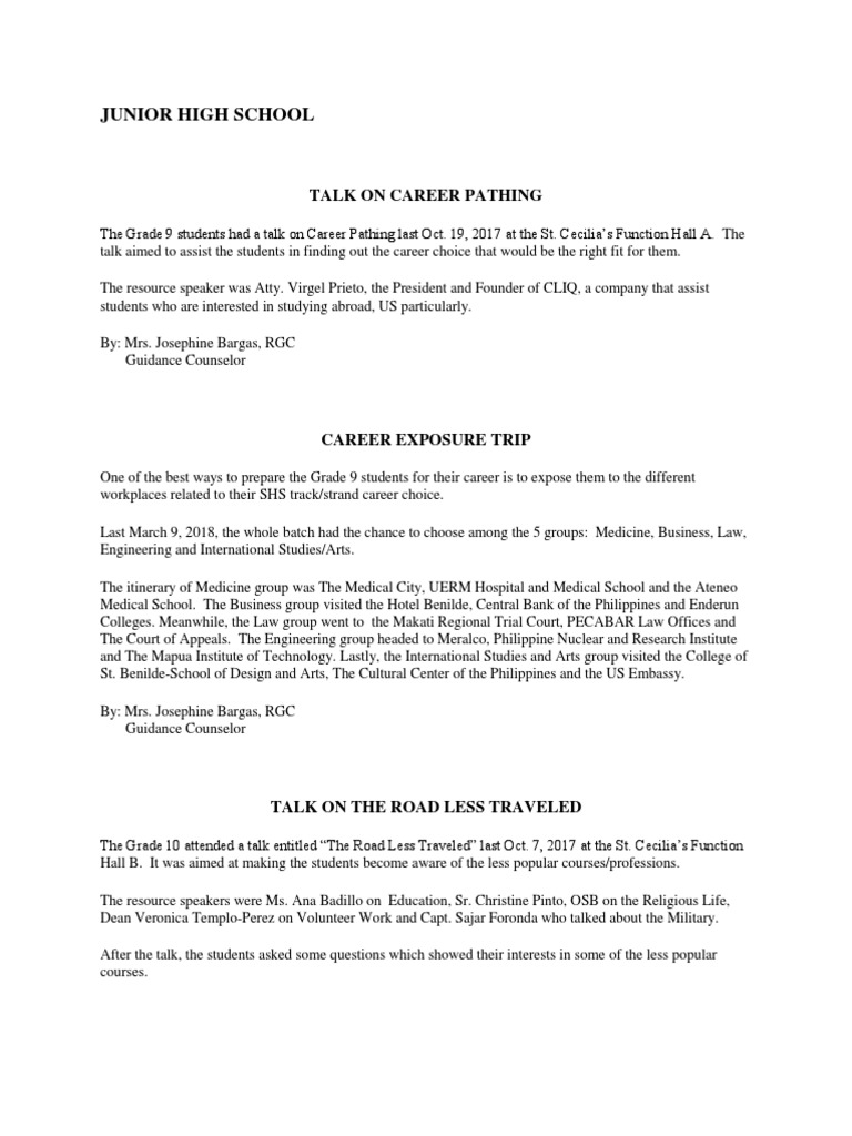 Guidance Programs for Junior High Students | PDF | Mental Disorder ...