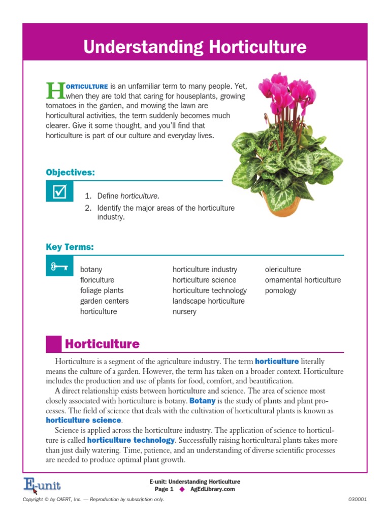 Introduction To Horticulture | PDF | Horticulture | Plant Nursery