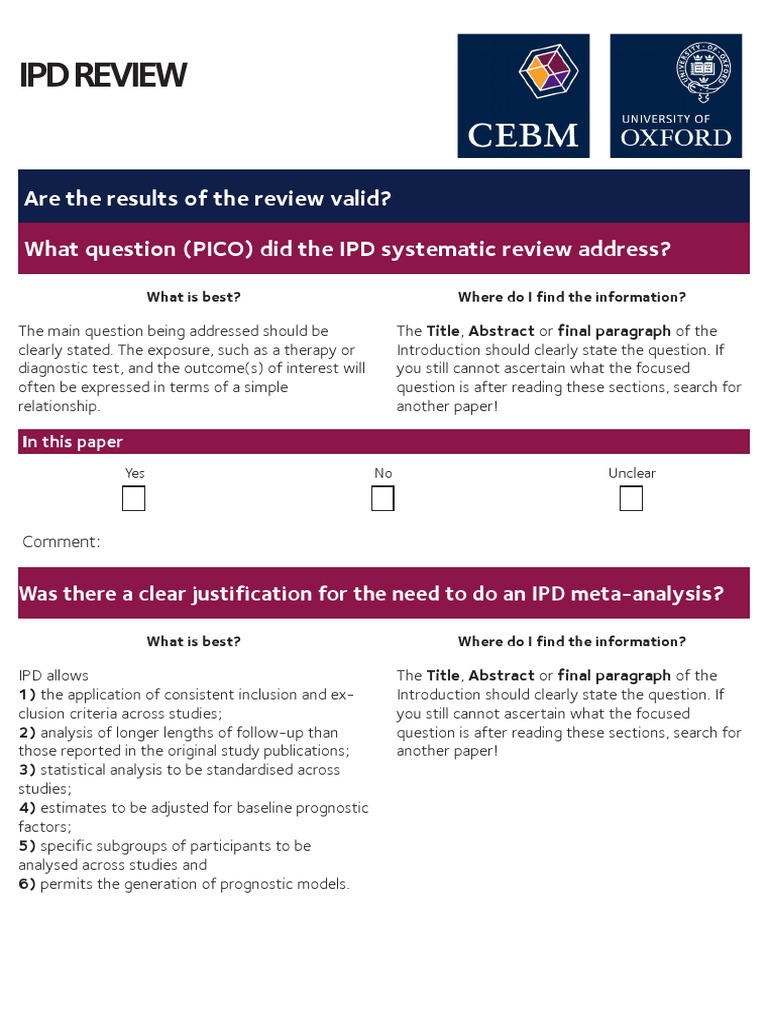 Ipd Review: Are The Results of The Review Valid? | PDF | Meta Analysis ...