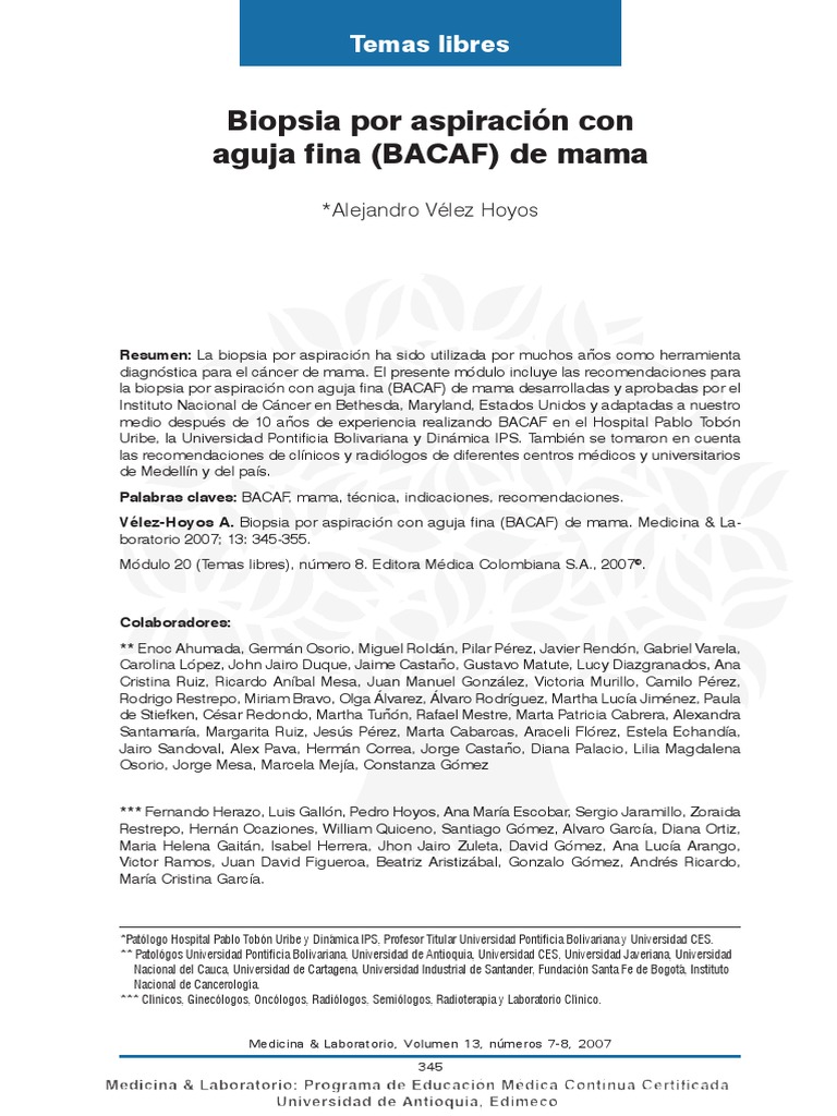 Bacaf de Seno | PDF | Biopsia | Cáncer de mama