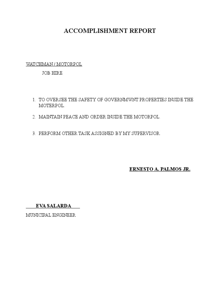 Accomplishment Report | PDF