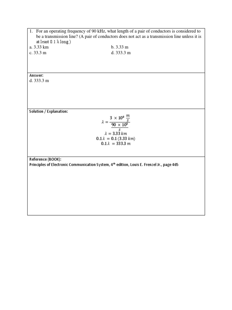 Problem Solving | PDF | Coaxial Cable | Transmission Line
