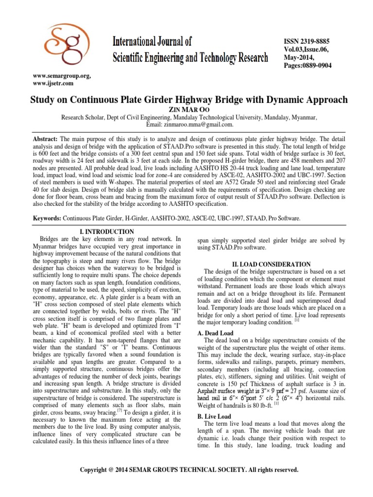 Continous Plate Girder Highway Bridge With Dynamic Aproach (AASHTO ...