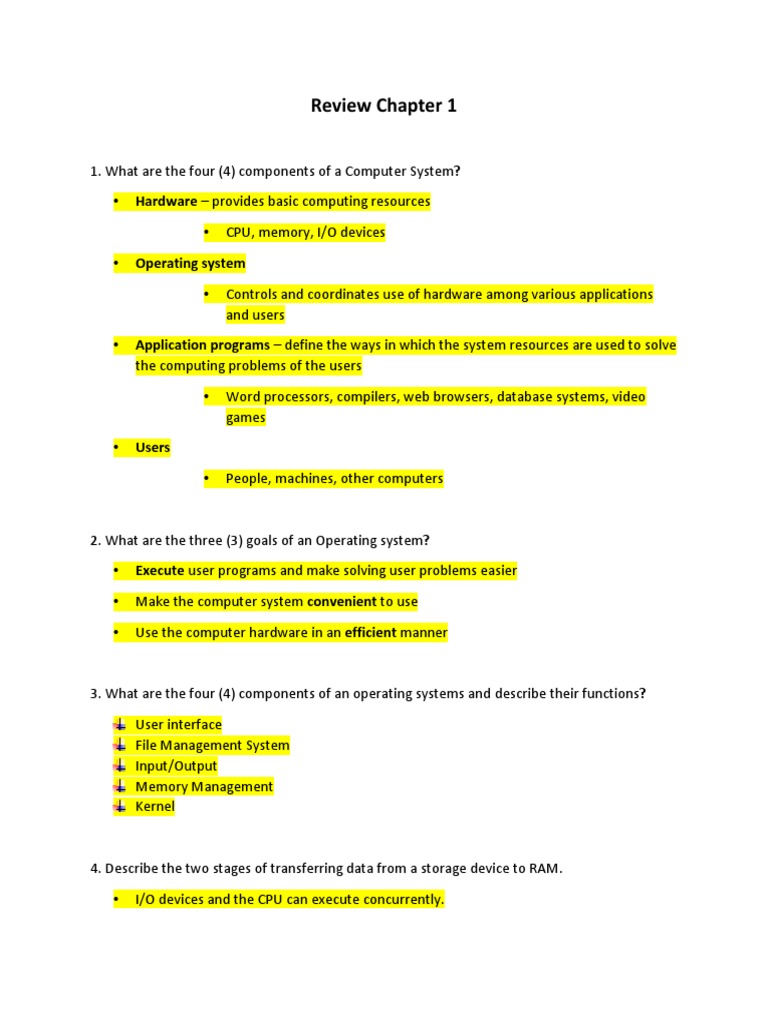 Essential Components and Functions of Operating Systems: A Review of Key Concepts | PDF ...