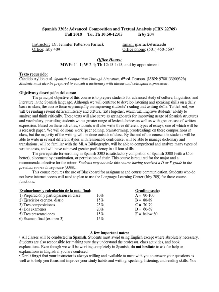 Instructor: Dr. Jennifer Patterson Parrack Email: Jparrack@uca - Edu ...