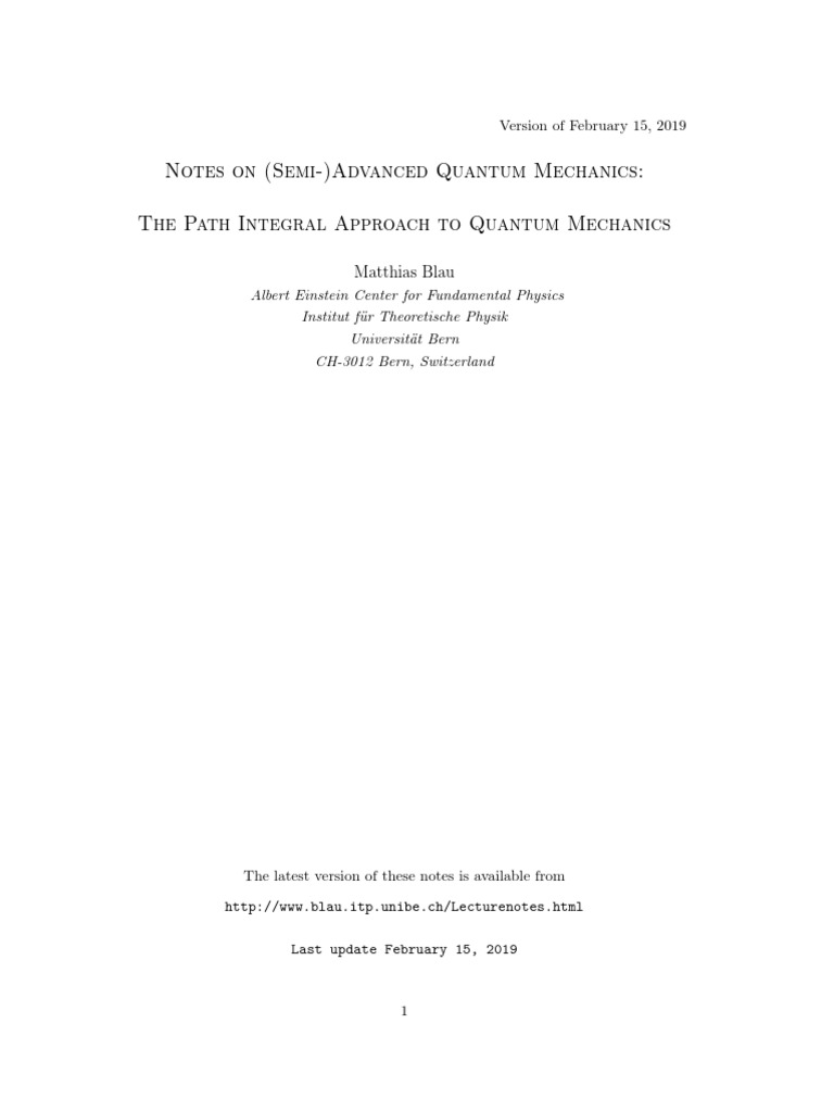 Feynman Path Integral Methods | Download Free PDF | Wave Function ...