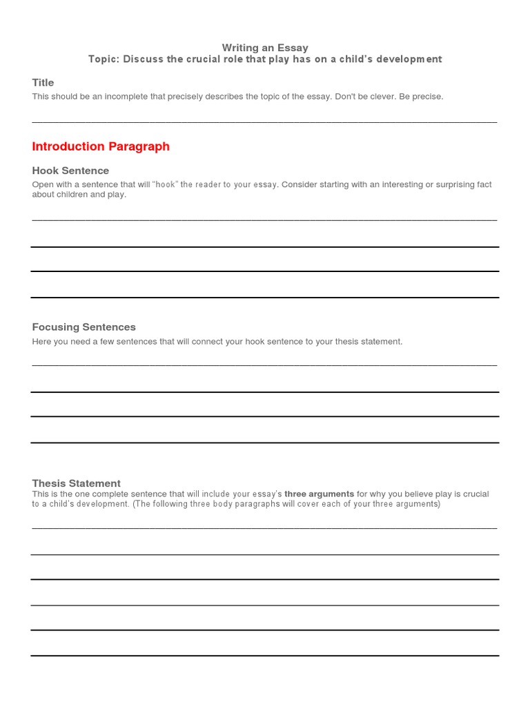 Introduction Paragraph - Writing Template | PDF