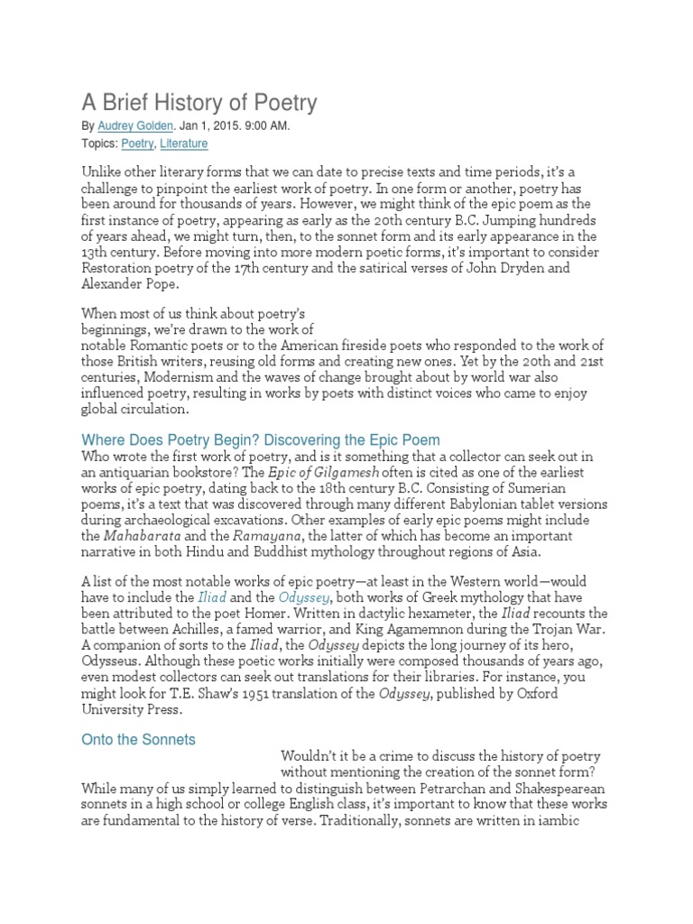 A Brief History of Poetry: Where Does Poetry Begin? Discovering The ...