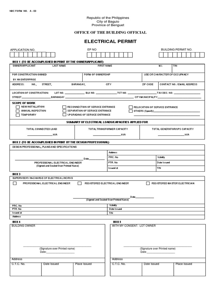 Electrical Permit Application Form | PDF | Government | Business