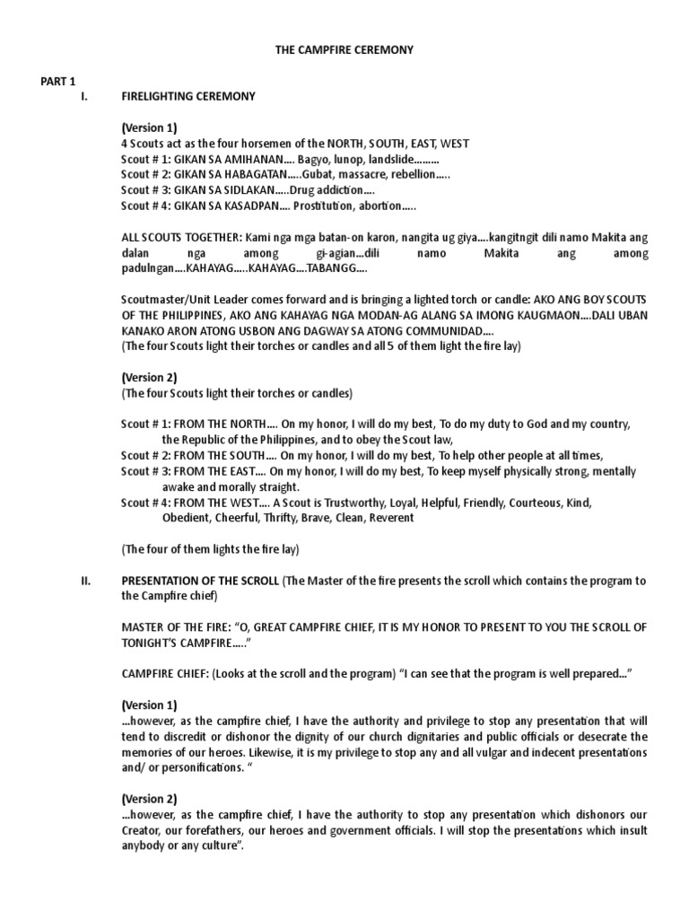Scout Campfire Script Edited | PDF | Fires | Combustion
