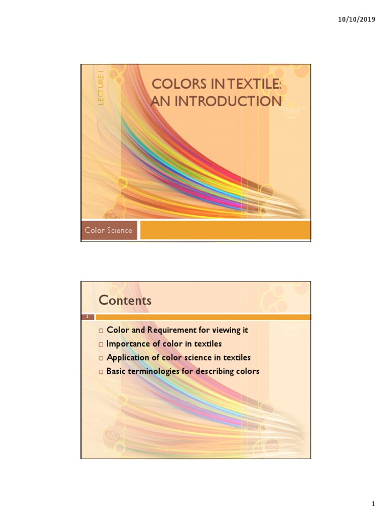 Colors in Textile: An Introduction: Color Science | PDF | Dyeing | Color