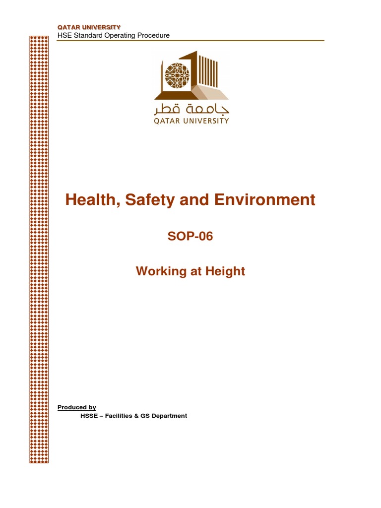 Working at Height SOP for Qatar University | PDF | Scaffolding | Ladder