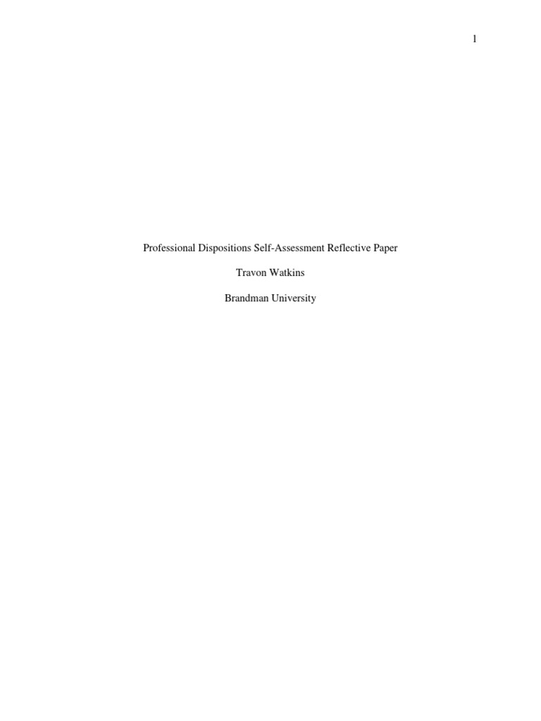 Professional Dispositions Self-Assessment Reflective Paper | PDF ...