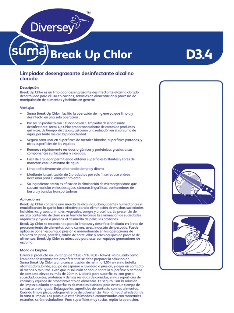 PIS Suma Break Up Chlor A4 Es CO HRNC | PDF | Alimentos | Desinfectante