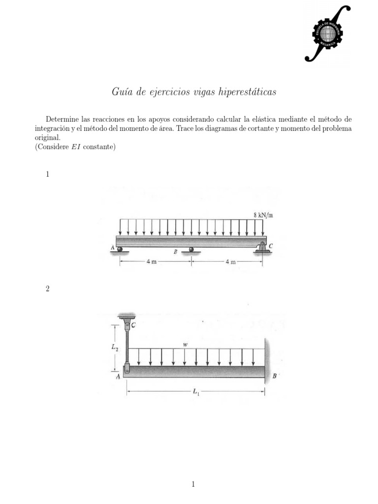Guia Ejercicios Vigas Hiperestaticas | PDF