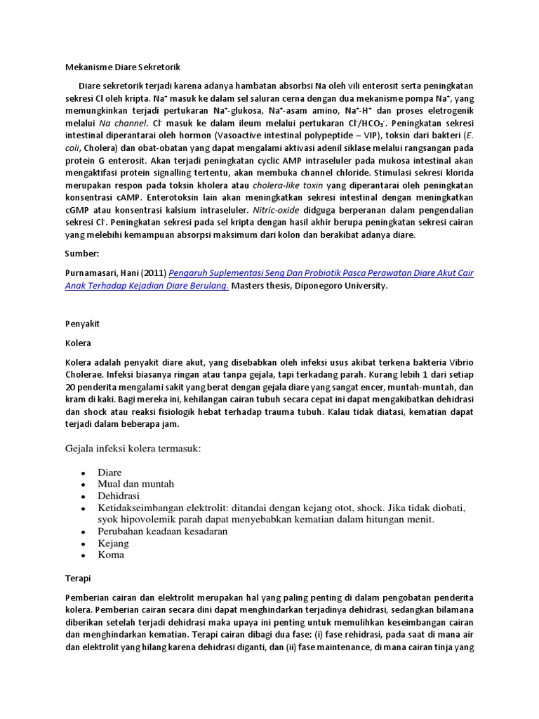 Mekanisme Diare Sekretorik | PDF