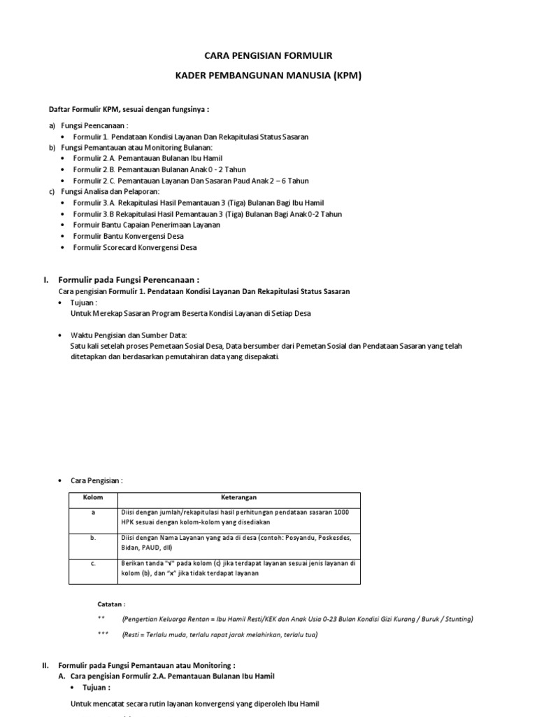 Cara Pengisian Formulir KPM (All Formulir) Final (27032019) | PDF