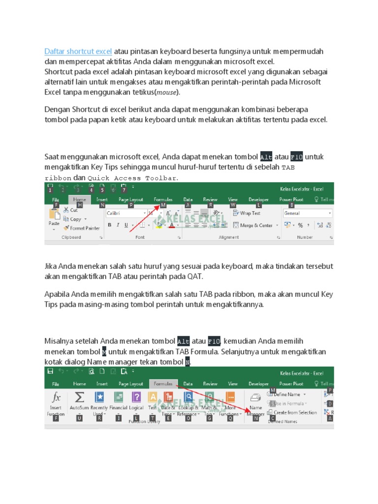 Daftar Shortcut Excel | PDF