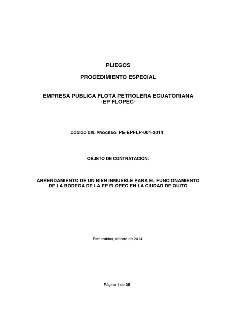 Arrendamiento Bodega EP FLOPEC Quito | PDF | Oferta (economía) | Ecuador