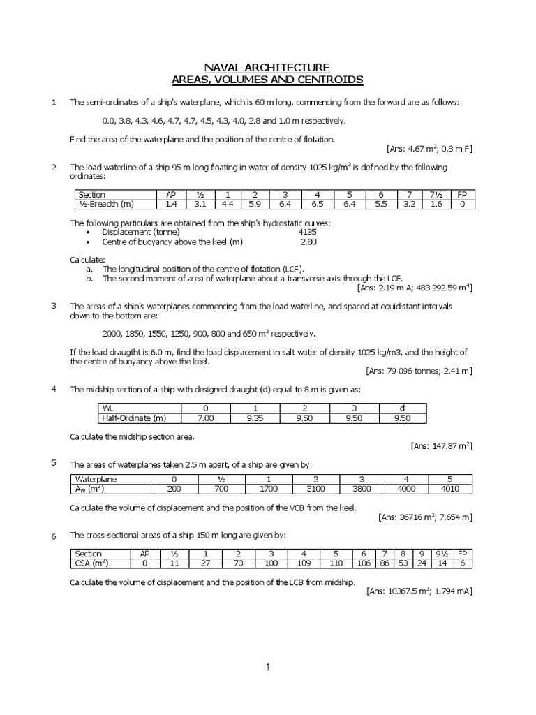 E04-Ship Geometry & Hydrostatic Calculations | PDF | Buoyancy | Heavy ...