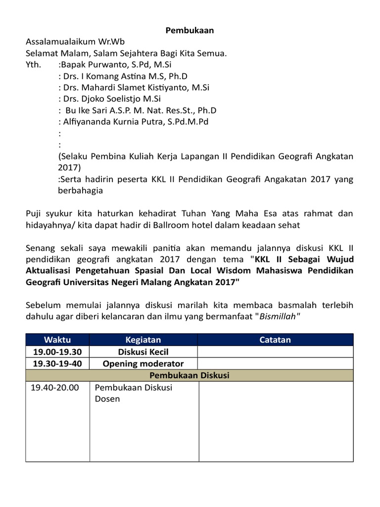 Teks Moderator Dan Roundwon Diskusi | PDF