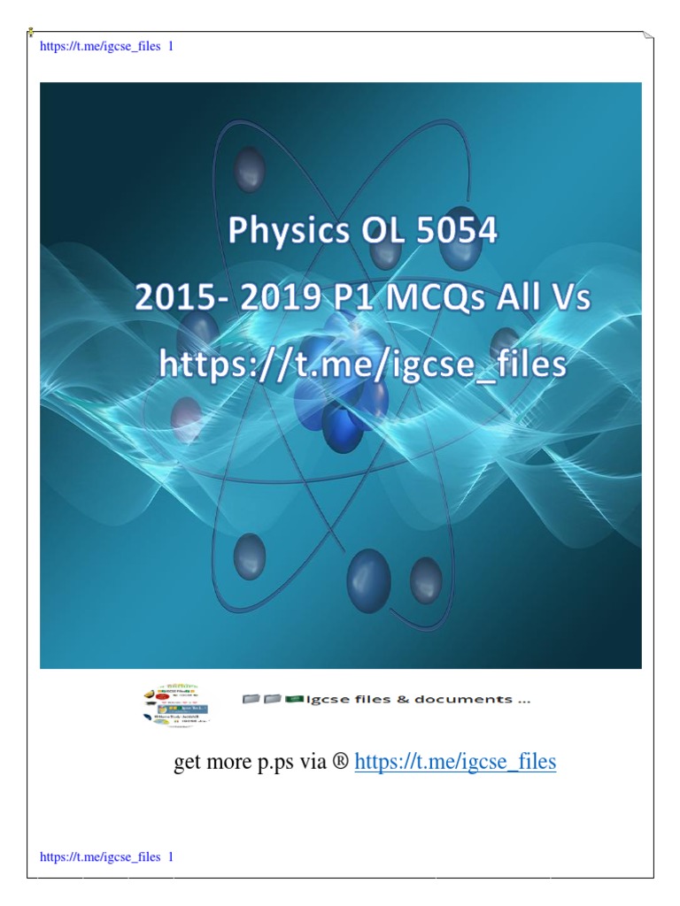 Physics 5054 OL P1 MCQs 2015-2019 All Vs | PDF | Inductor | Liquids