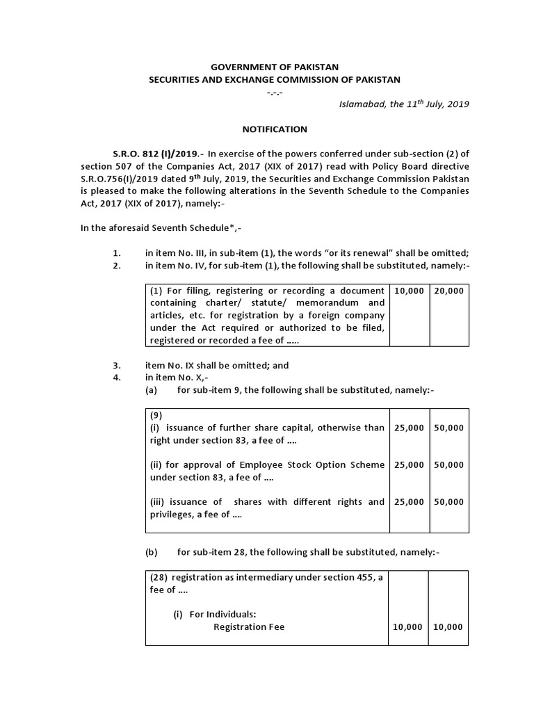 SRO Seventh Schedule To CA2017 Final Publication | PDF | Limited ...