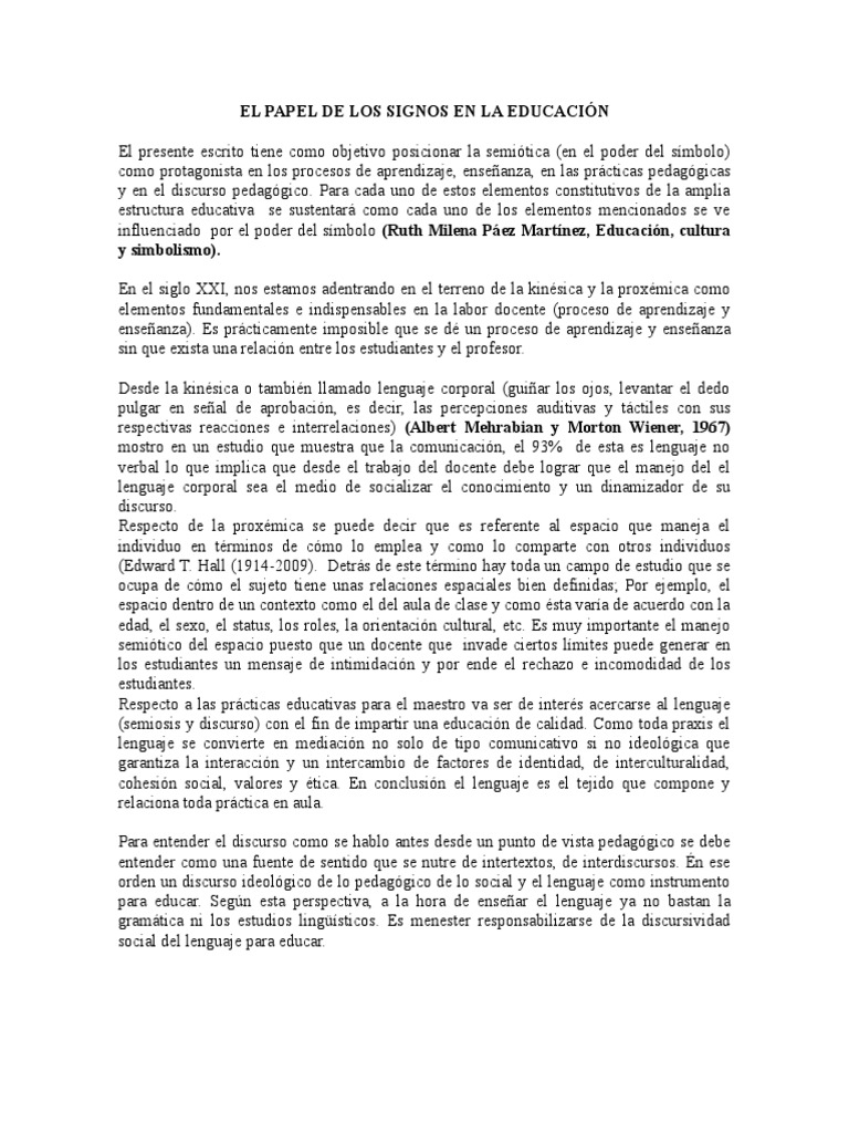 El Papel de Los Signos en La Educación | PDF | Aprendizaje ...