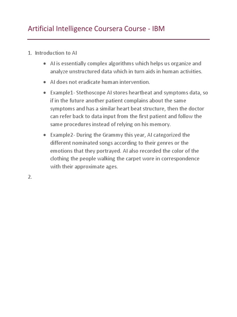 Artificial Intelligence Coursera Course | PDF | Games & Activities ...