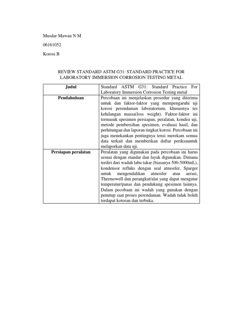 Review Standard Astm g31 | PDF