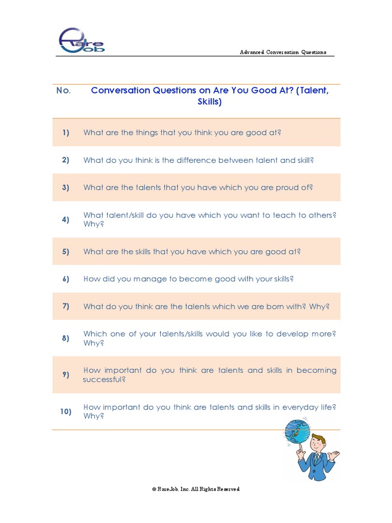 Conversation Questions On Are You Good At? (Talent, Skills) | PDF