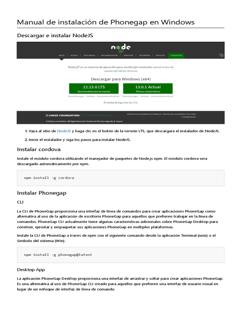 Manual de Instalación de Phonegap en Windows 10 | PDF | Interfaz de línea de comando | Android ...