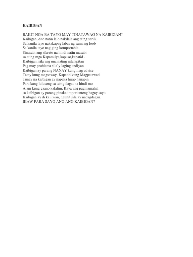 KAIBIGAN - Talumpati | PDF