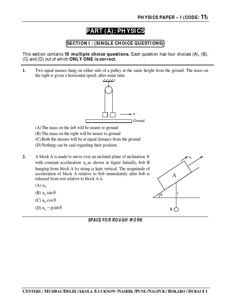 Physics Exam for Competitive Students | PDF | Rotation Around A Fixed ...