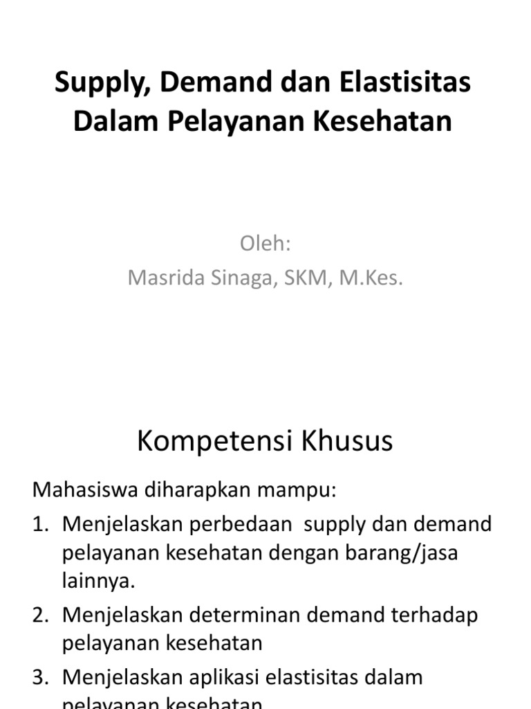 Supply, Demand Dan Elastisitas Dalam Pelayanan Kesehatan | PDF