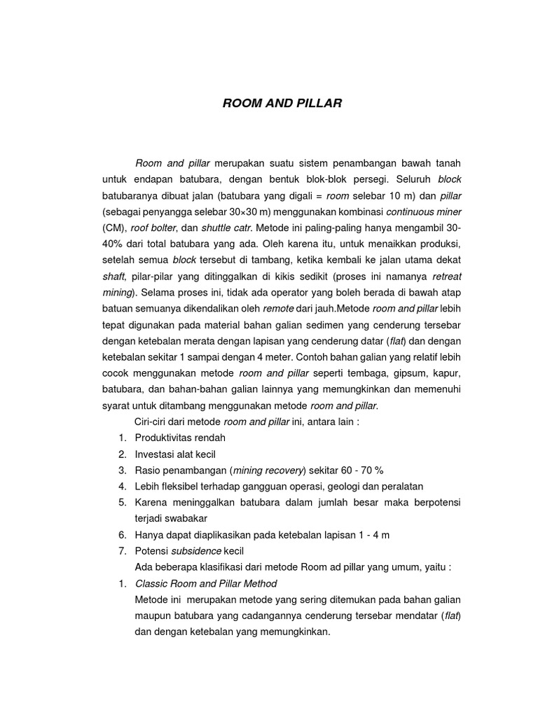 ROOM AND PILLAR | PDF