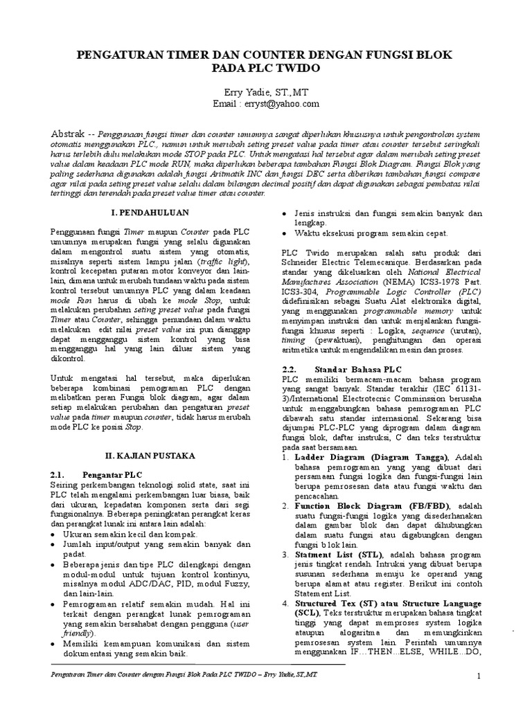 Timer Dan Counter PLC | PDF