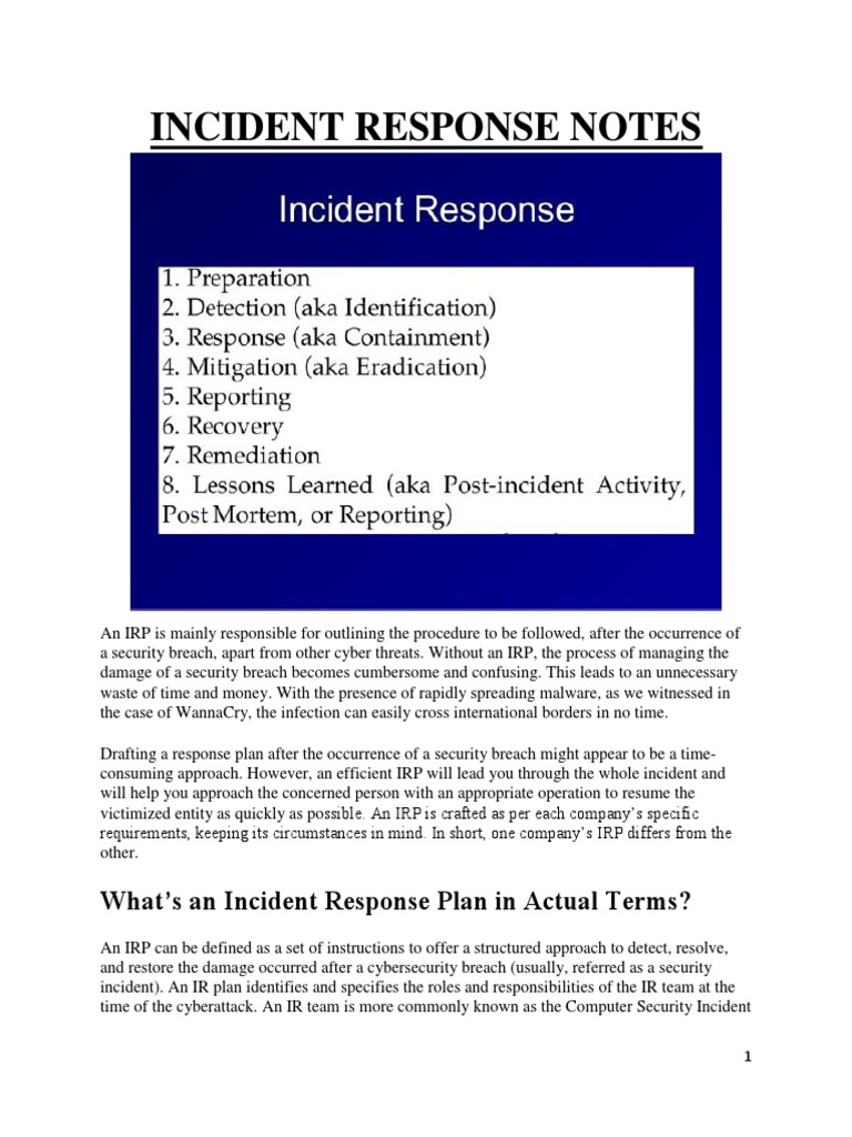 Incident Response Notes | PDF | Incident Management | Computer Security